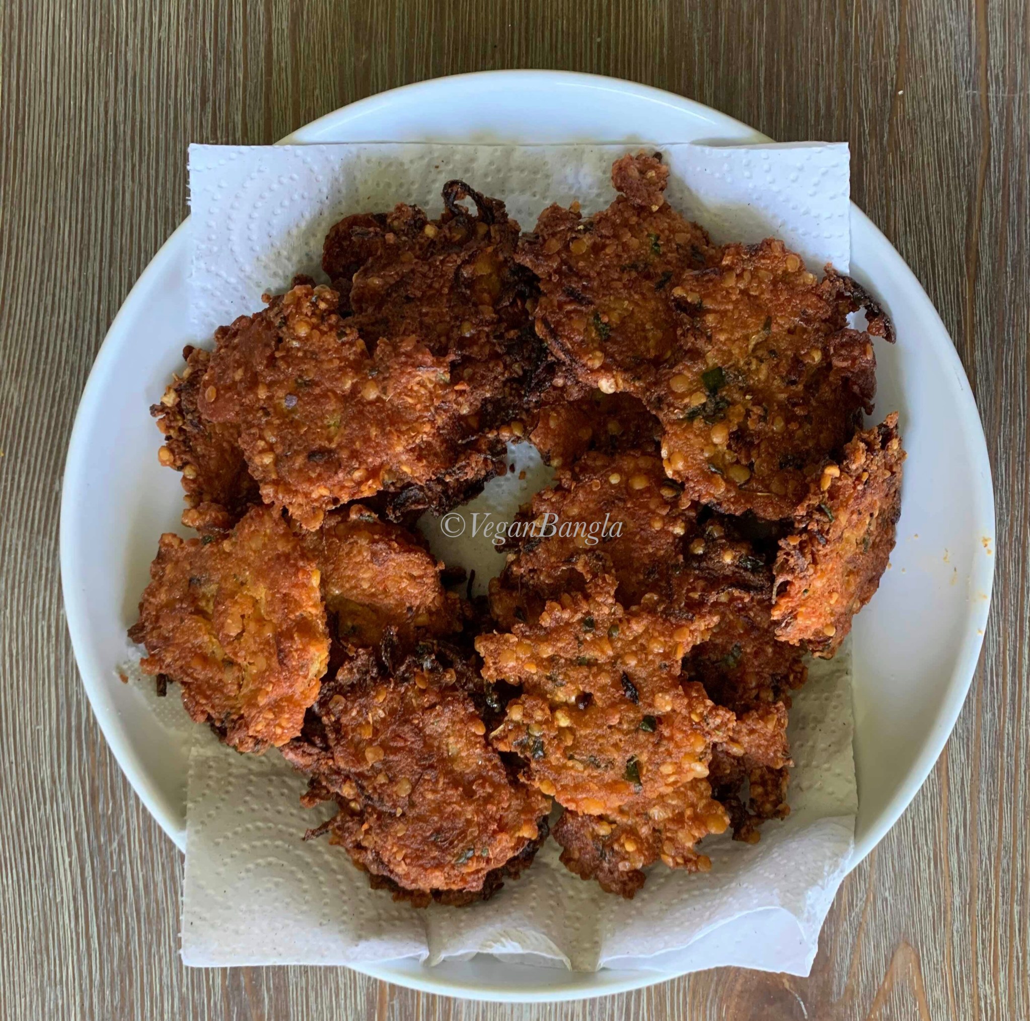 Crunchy Lentil Fritter – Peyaju (পেঁয়াজু/ পেঁয়াজি) – Vegan Bangla